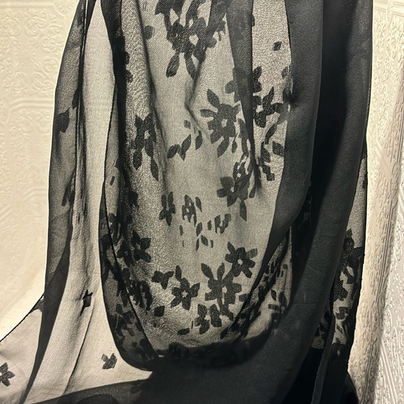 Accessories | 68 Long X 2 Wide Black Sheer Scarf With Floral Pattern ...